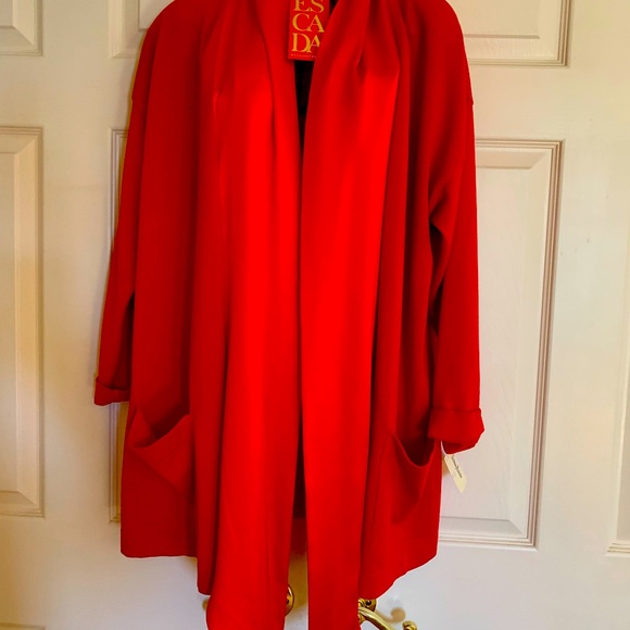 Escada | Jackets & Coats | Escada Red Sweater Jacket Never Worn With ...